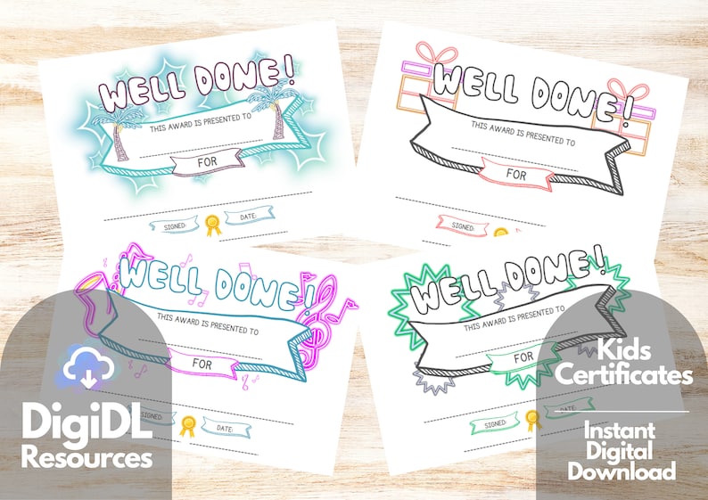 Kids Certificate A4 4x Designs School Award Teacher Award Achievement ...