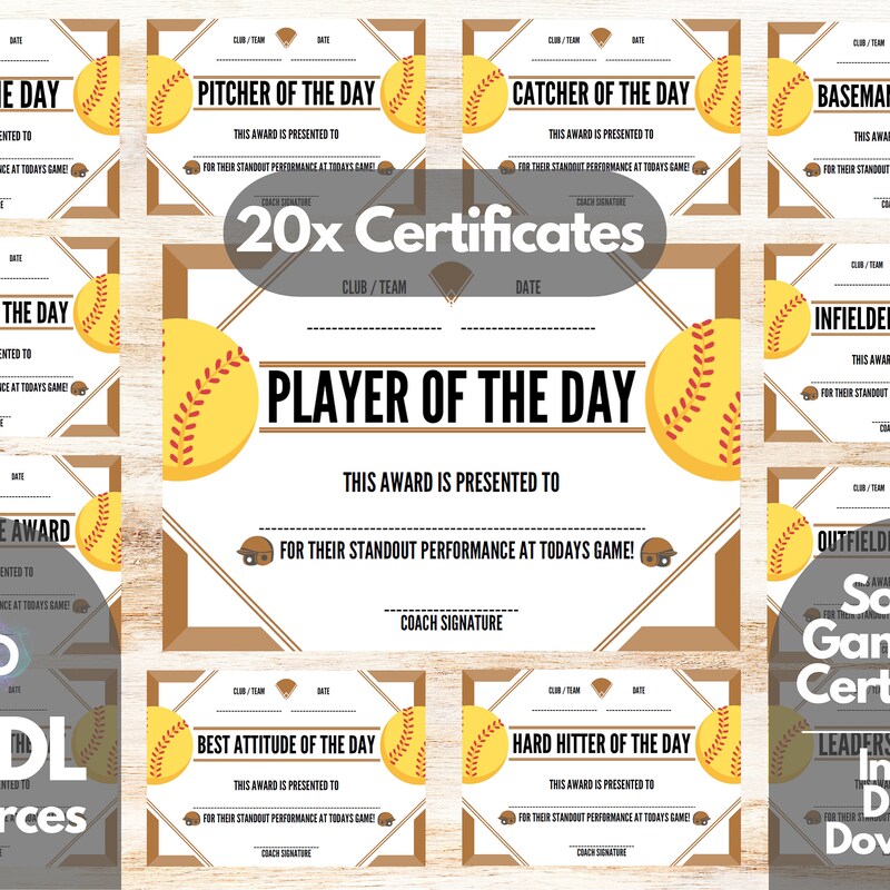 Softball Award Template - Etsy