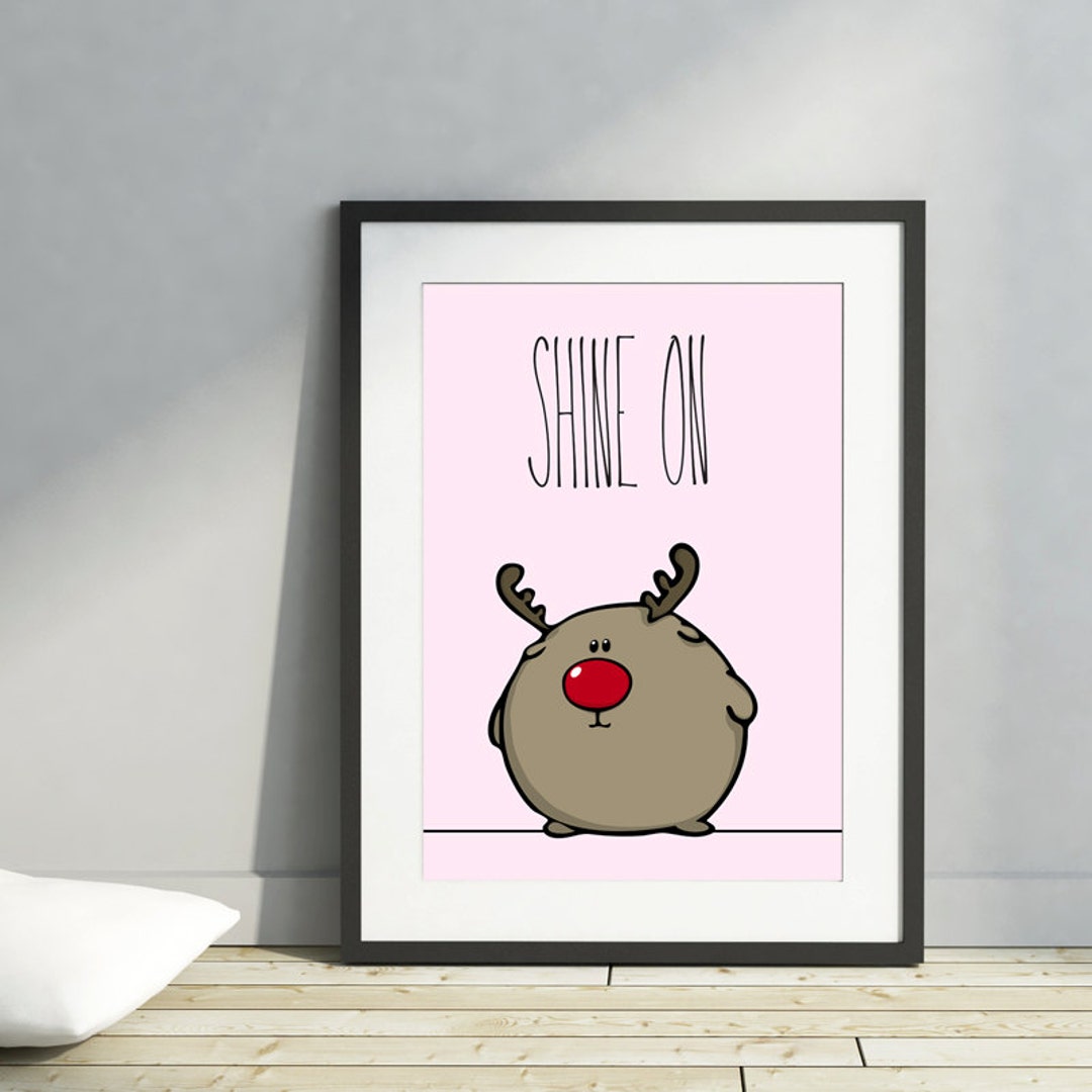 Rudolph the Red Nosed Reindeer Poster Nursery Wall Art Cute Woodland ...
