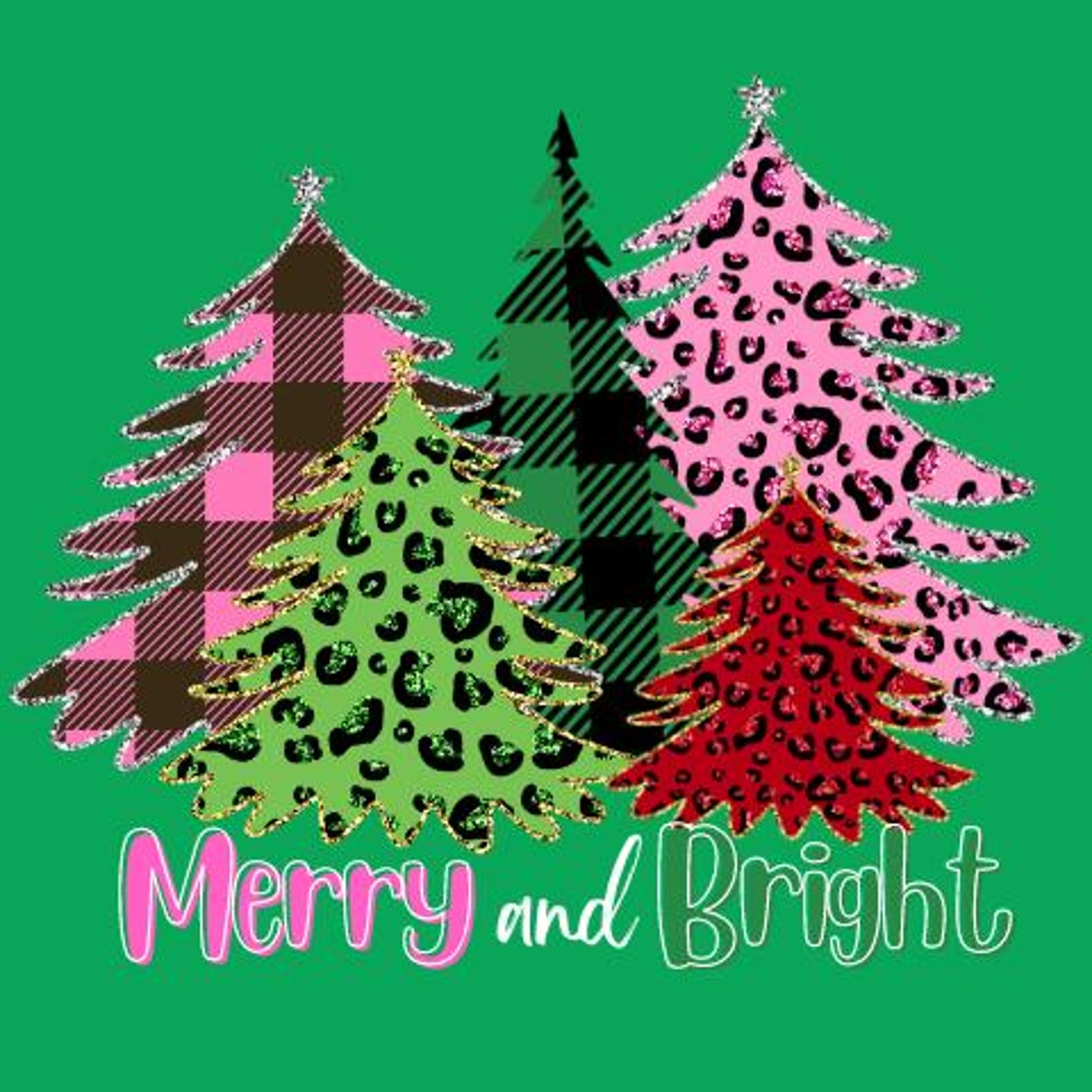 Merry and Bright Trees PNG File - Etsy