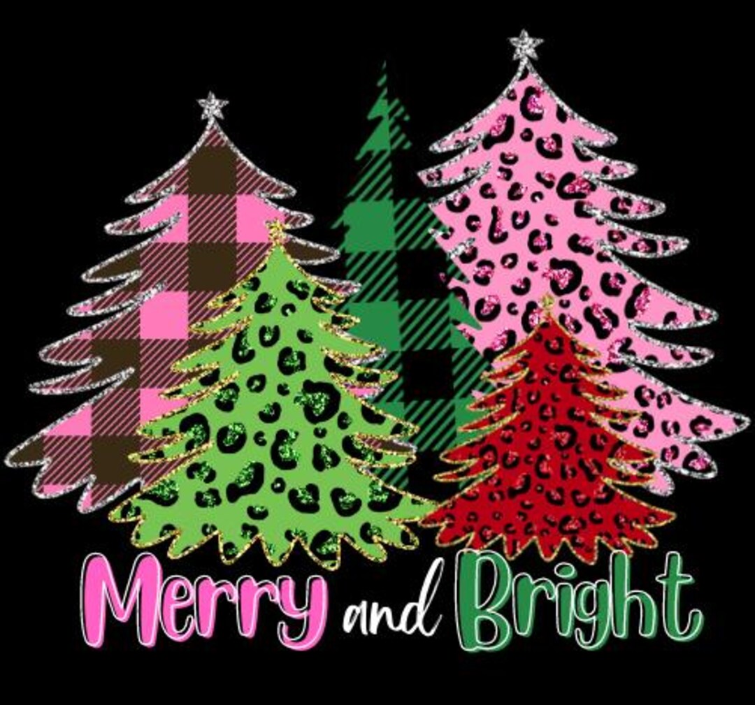Merry and Bright Trees PNG File - Etsy