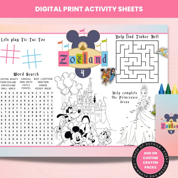 Disneyland Party Coloring Pages - Etsy