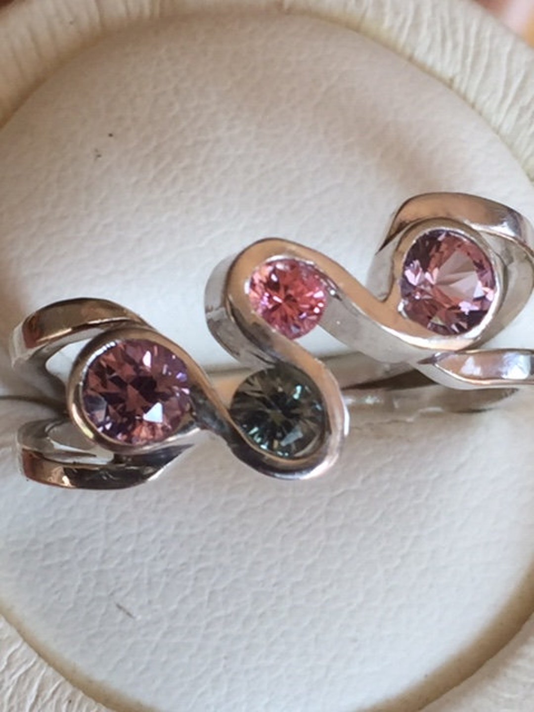 Sapphire and Spinel Wave Ring. - Etsy