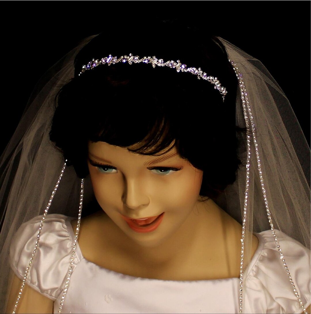 Child Veil, Flower Girl Veil, Communion Veil, Crystal Edge Veil - Etsy UK