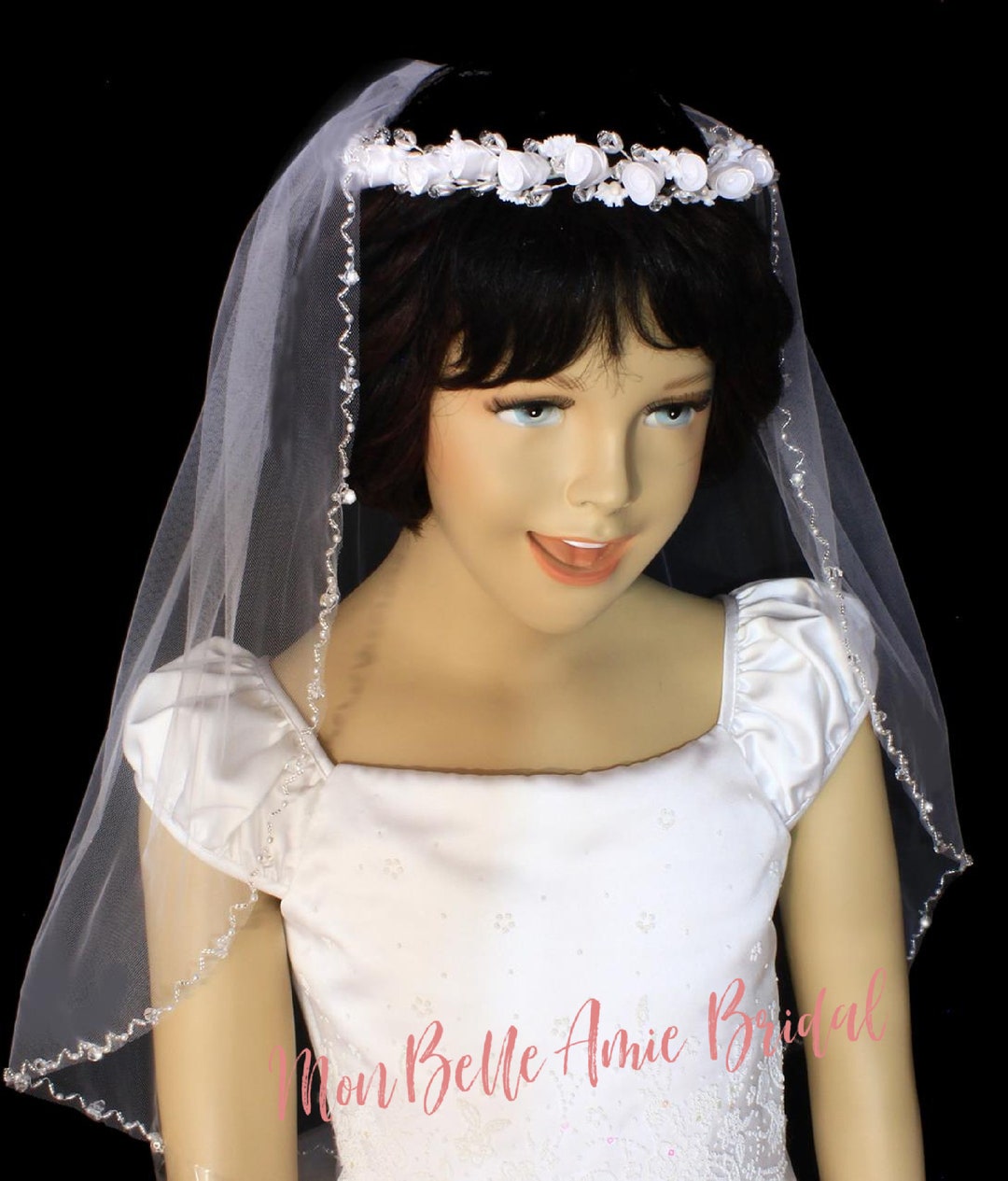 Child Veil, Flower Girl Veil, First Communion Veil, Zigzagged Edge Veil ...