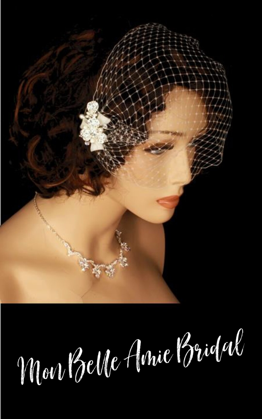 New | Wedding Veil | Vintage Wedding Veil | Chin Length Face Veil ...