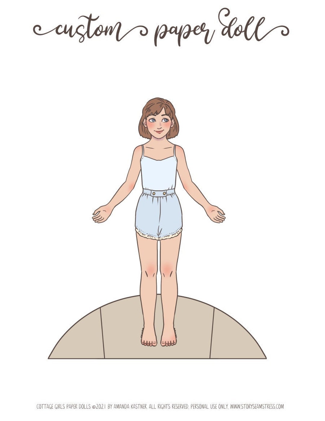 Custom Cottage Girl Paper Doll PDF Printable Download - Etsy