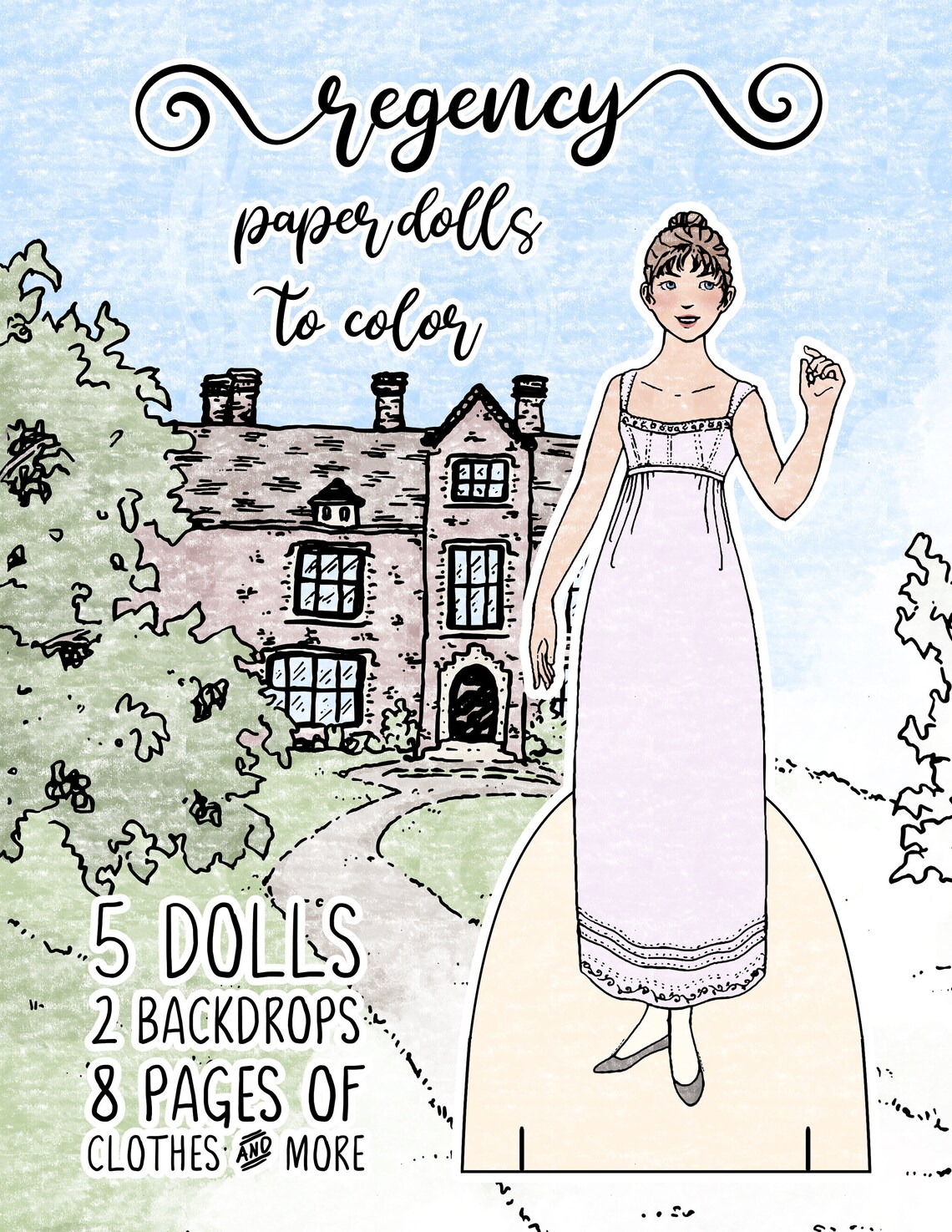 Regency Paper Dolls Coloring Pages PDF Printable Instant - Etsy