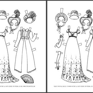 Regency Paper Dolls Coloring Pages PDF Printable Instant Digital ...
