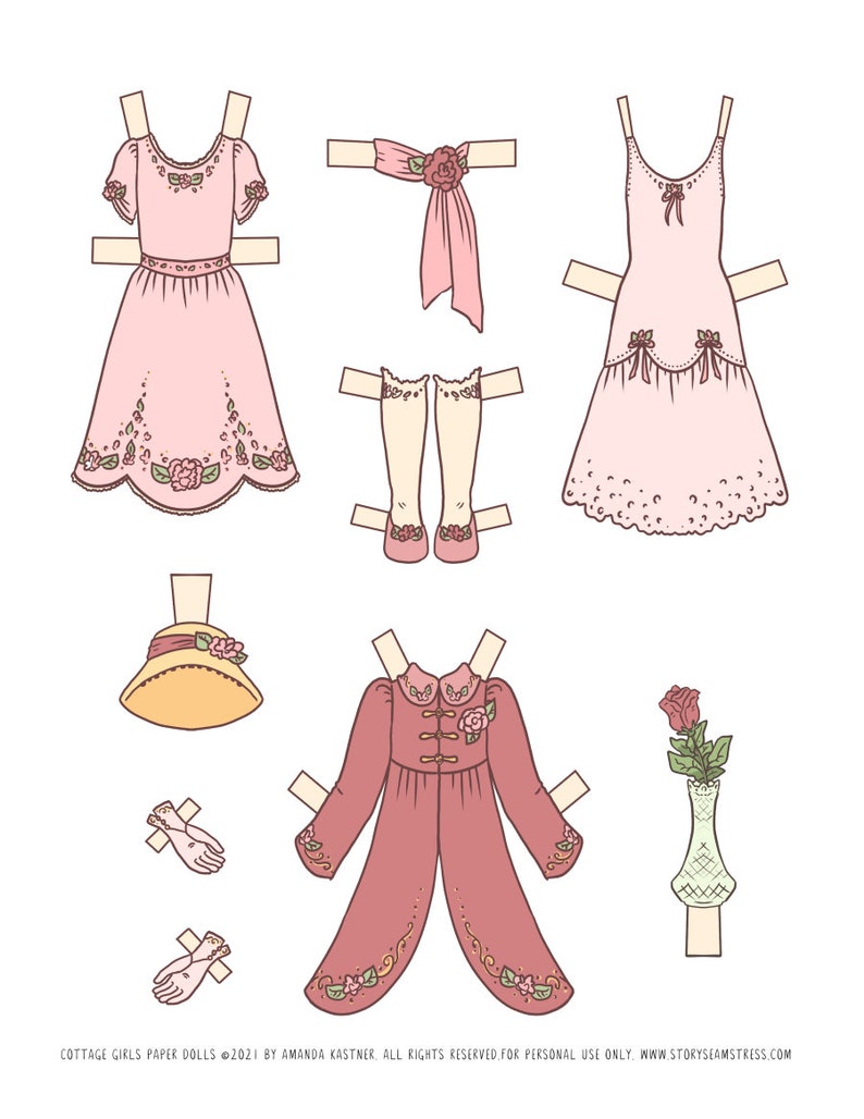 Cottage Girls in the Kitchen Paper Dolls PDF Printable Instant Digital ...