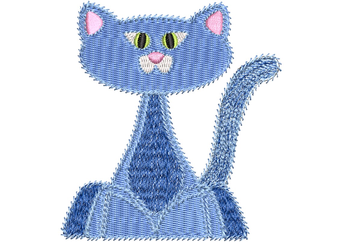 Blue Cat Embroidery Design Machine Embroidery Embroidery - Etsy