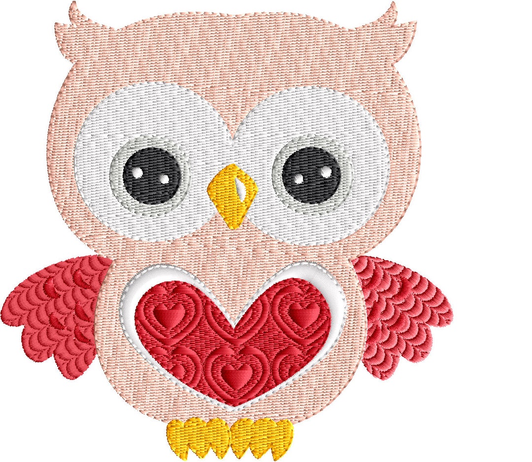 Pink Owl Embroidery Design, Owl Embroidery, Embroidery Design, Owl ...