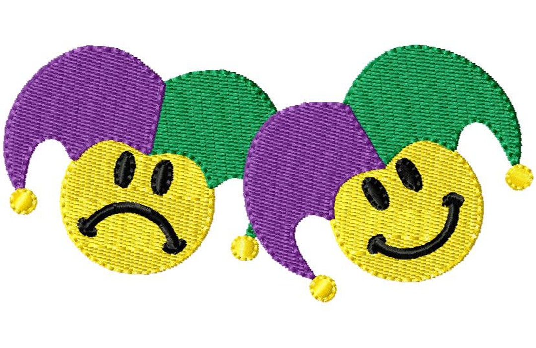 Happy Face Jester Embroidery Design, Mardi Gras, Jester, Design ...