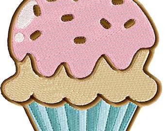 Delicious Cupcake With Cherry and Sprinkles Applique Machine Embroidery ...