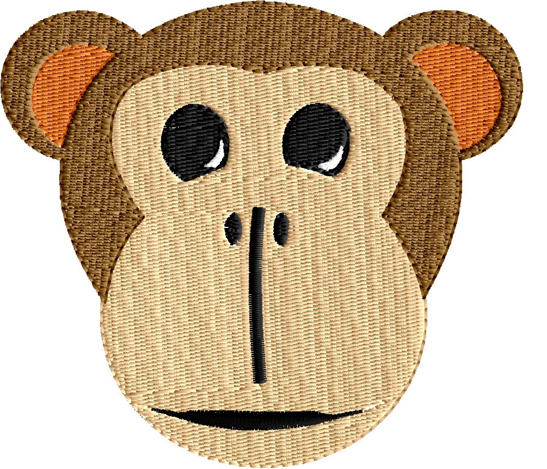 Embroidery Design for Machine Embroidery Monkey Face - Etsy