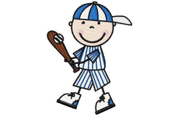 Stick Figure Boy Baseball