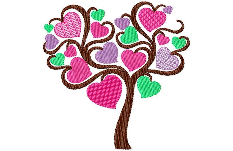 Hearted Tree Design, Hearted Tree Embroidery Design, Embroidery Design ...