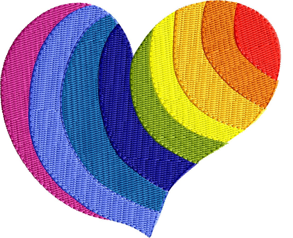 Rainbow Heart Embroidery Design, Embroidery Design, Machine Embroidery ...