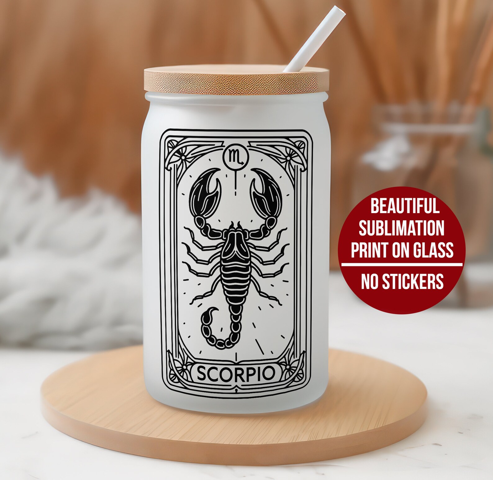 Personalized Scorpio Frosted Glass Cup, Custom Scorpio Glass Tumbler ...