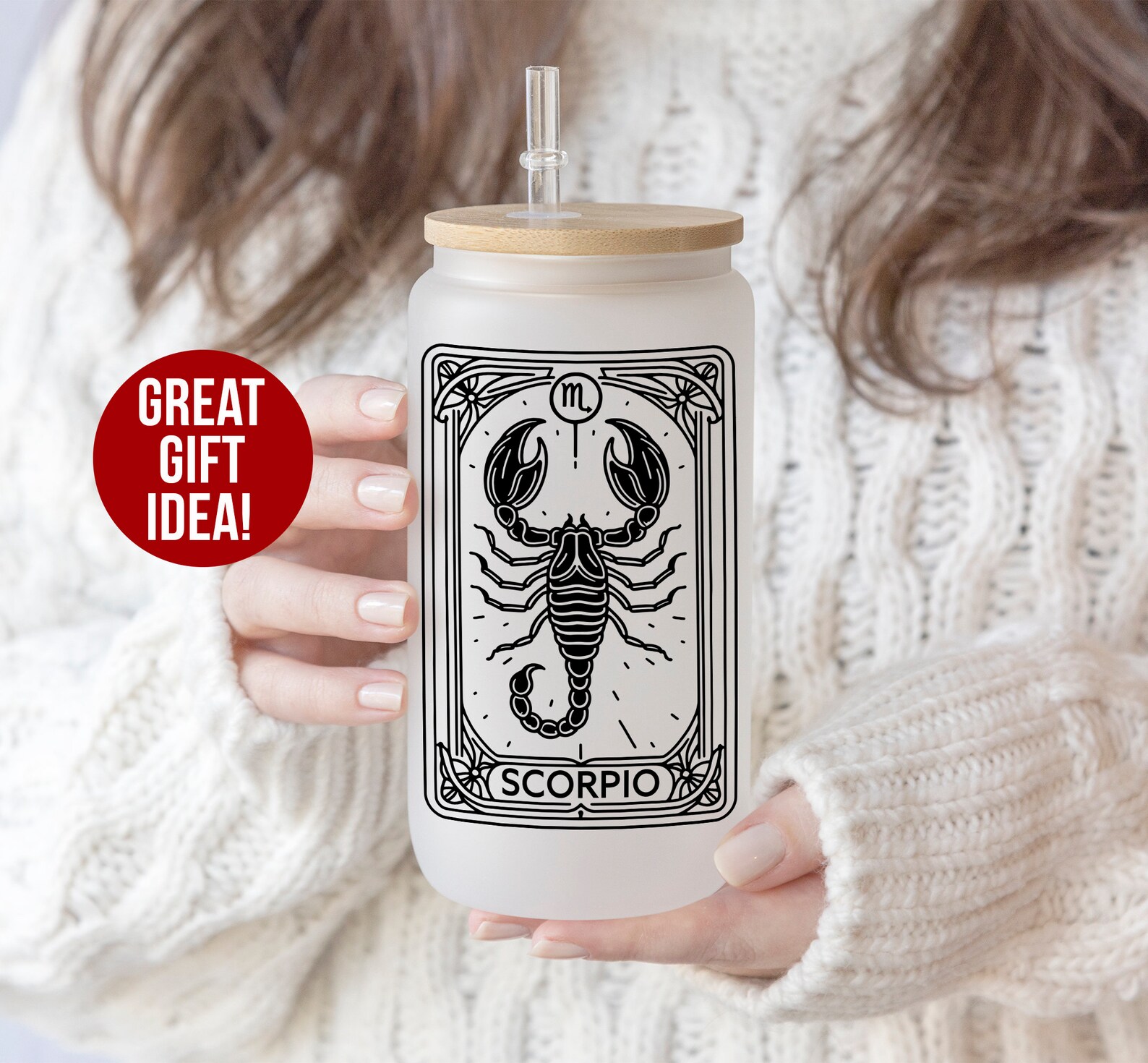 Personalized Scorpio Frosted Glass Cup, Custom Scorpio Glass Tumbler ...