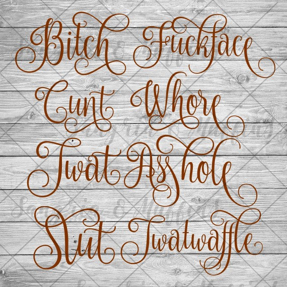 DIGITAL Fancy Cuss Words, Script Cuss Words, Cursive Dirty Words - Svg ...