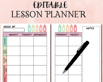 Printable Lesson Planner, Print at Home Lesson Plan, A4 - Etsy