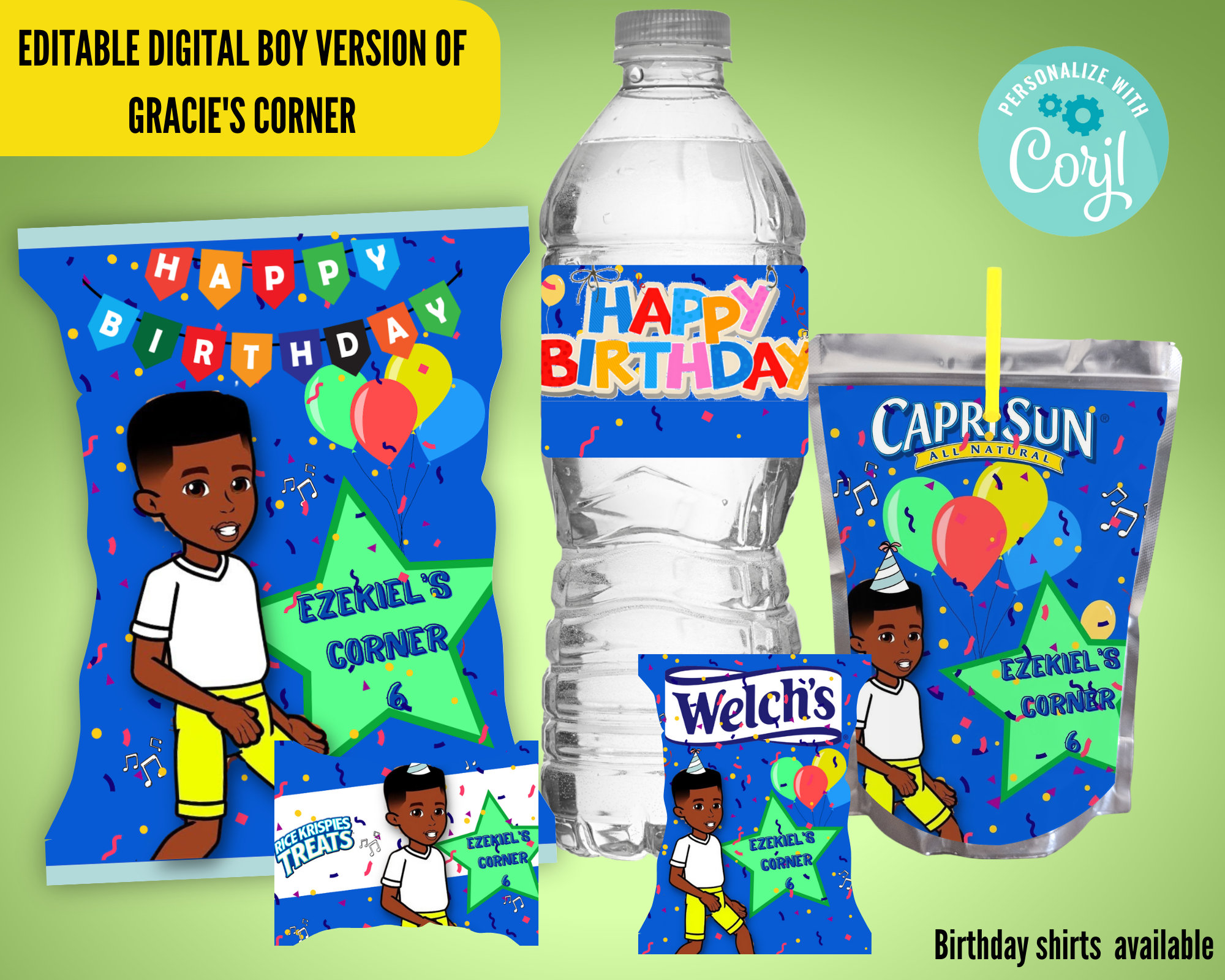 DIGITAL BOY VERSION of Gracie's Corner Party Bundle, Instant Download ...