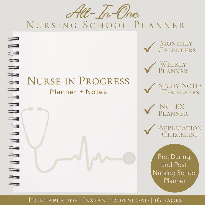 Nursing School Planner|digital Nurse Student Planner,nclex Study ...