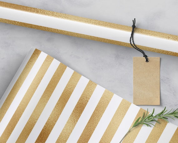 Gold and white striped wrapping paper store