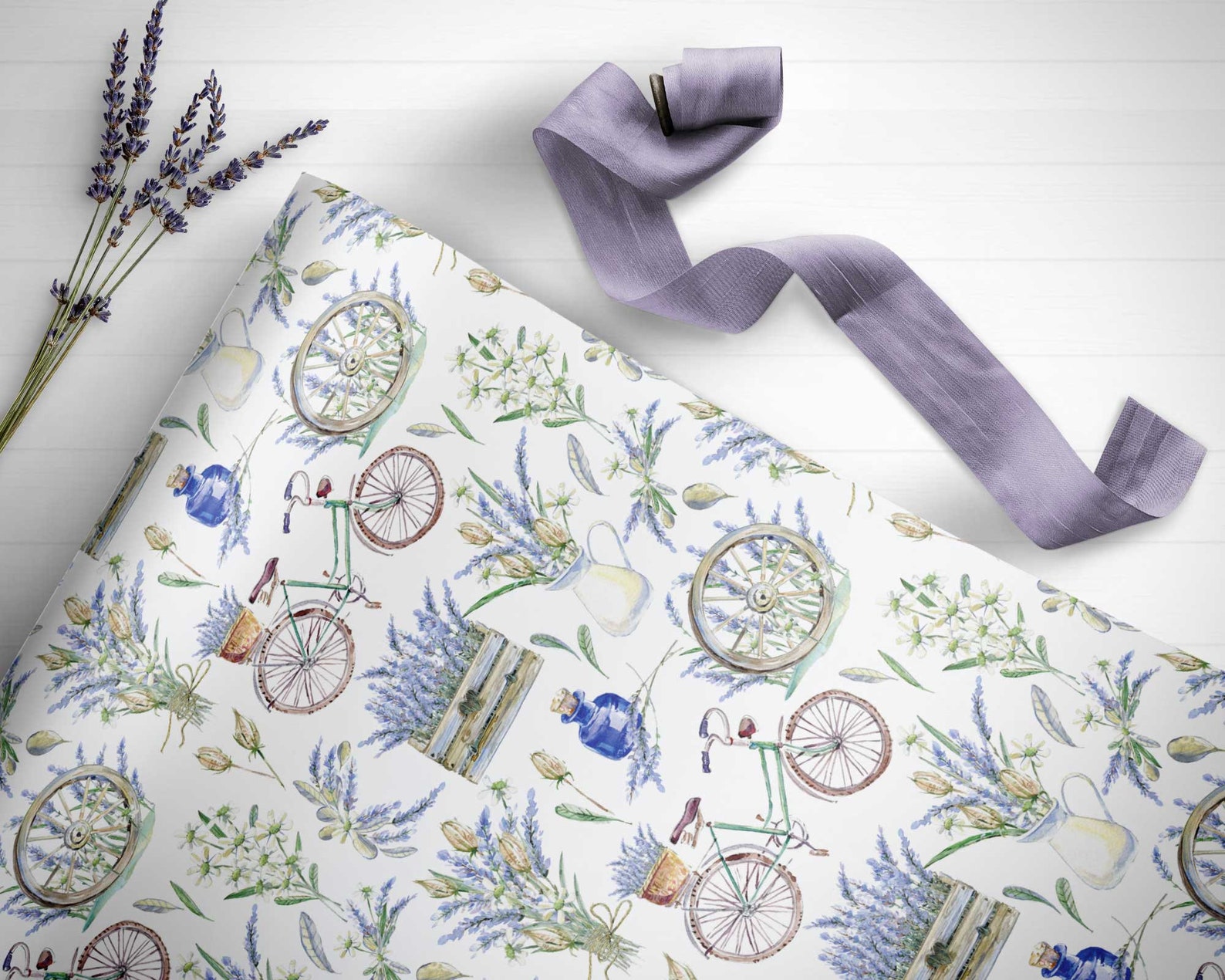 Wedding Gift Wrapping Paper, Lilac Wildflower Lavender Birthday Gift ...