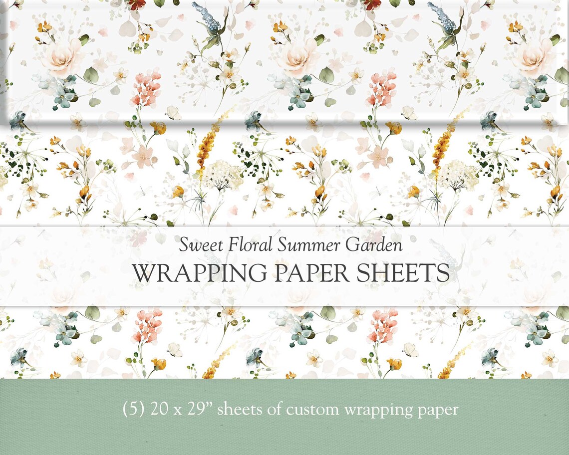 Wedding Gift Wrapping Paper Summer Wildflower Butterfly - Etsy