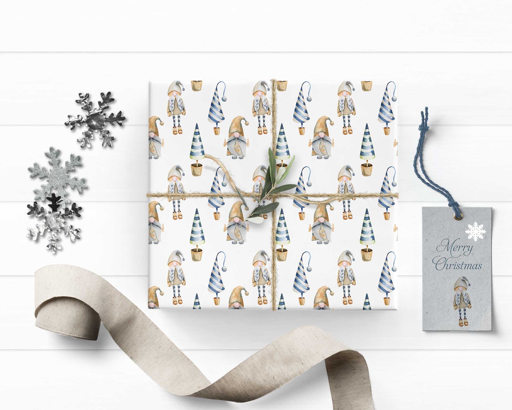 Christmas Gnomes Gift Wrap Vintage Scandi Folk Wrapping - Etsy