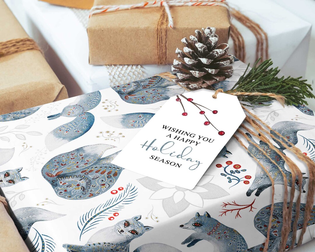 Christmas Gift Wrapping Paper, Winter Gift Wrap, Woodland Nordic ...