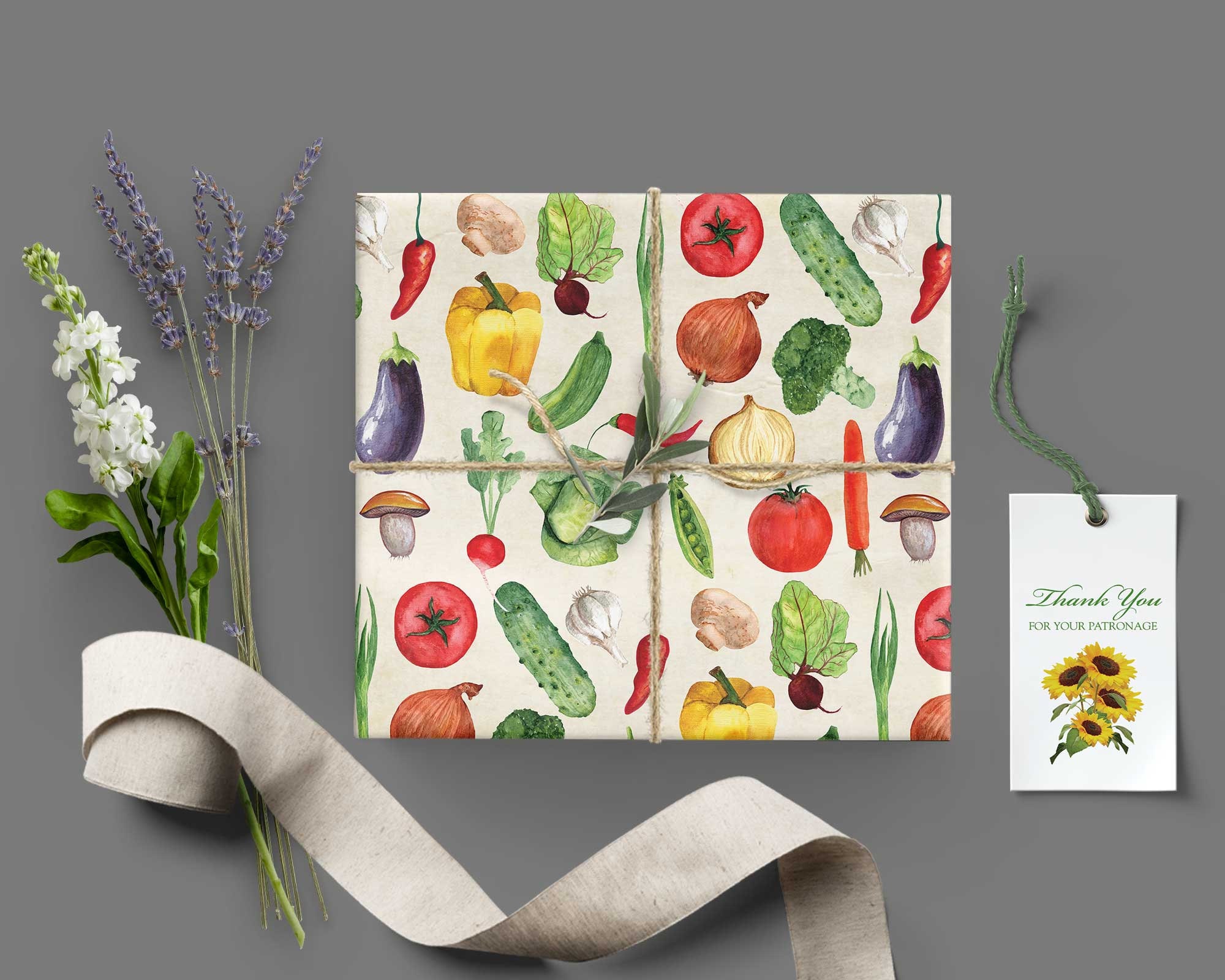 Foodie Gift Wrapping Paper Farmers Market Gift Wrap | Etsy