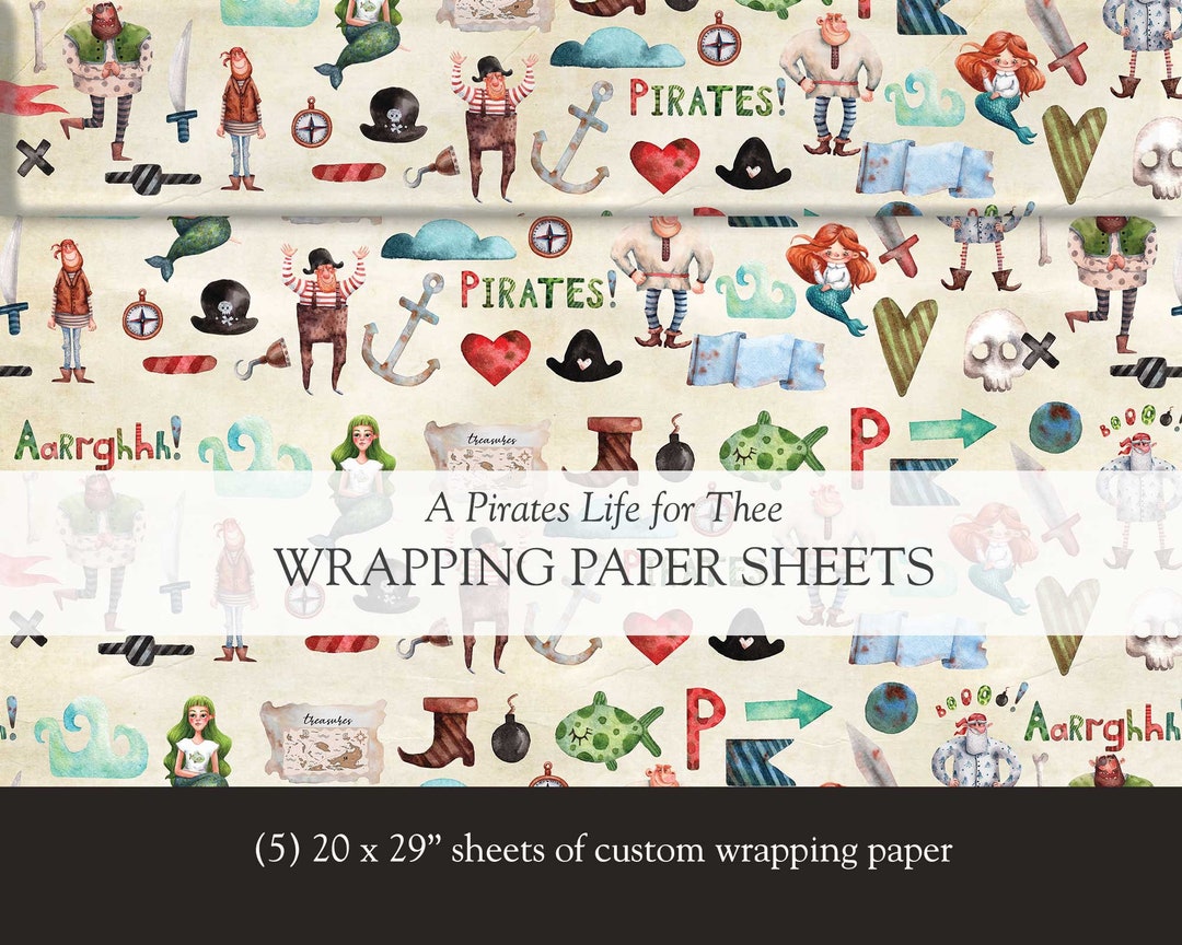 Pirate Gift Wrap - Pirate Birthday Paper, Pirate's Life Boy Birthday ...
