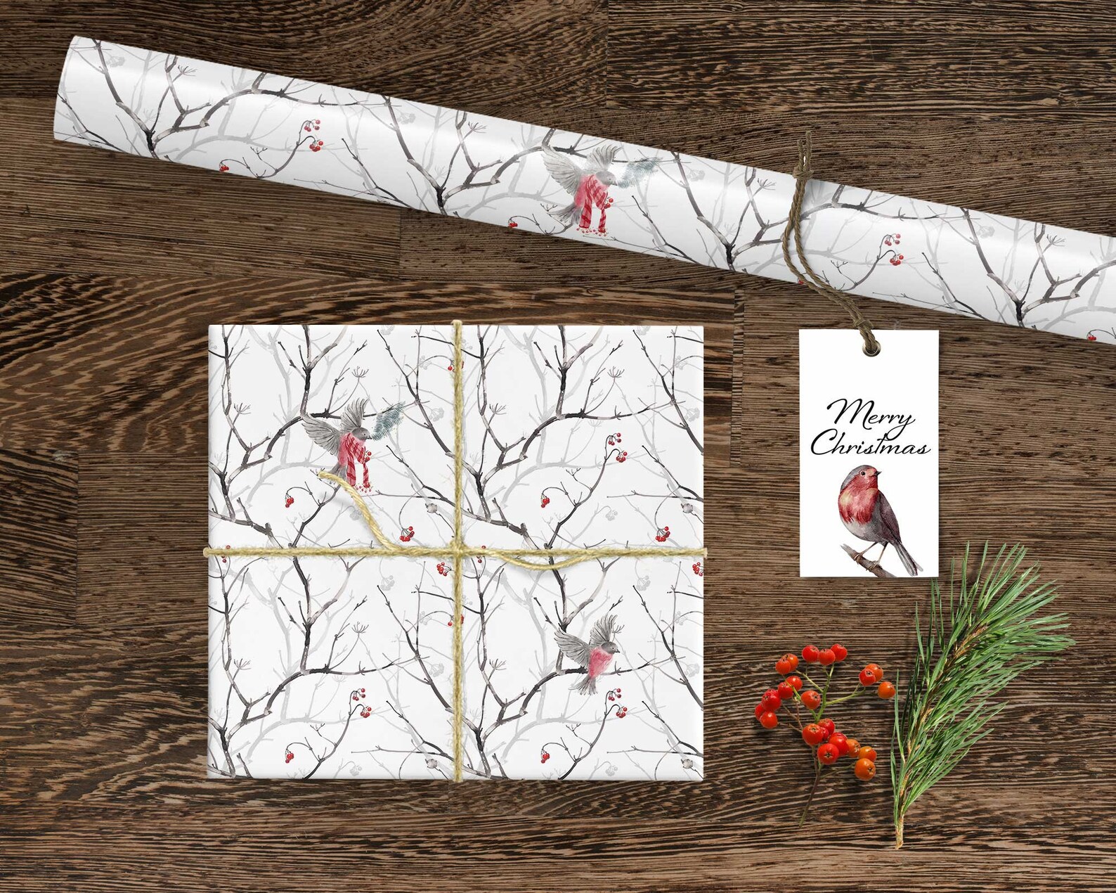 Christmas Gift Wrap Trees Winter Wrapping Paper Branches and | Etsy