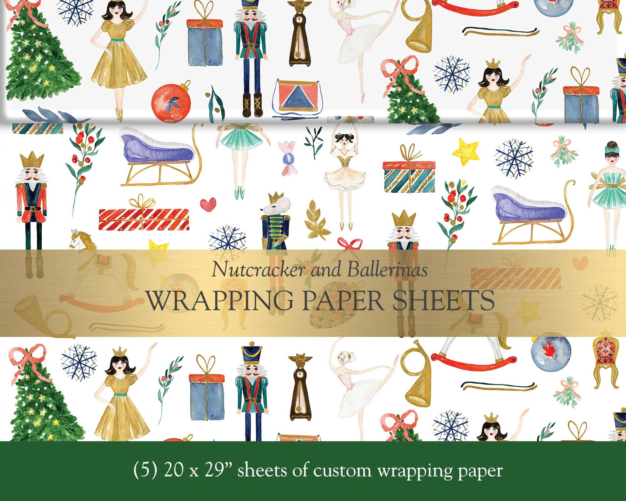 Rustic Winter Wrapping Paper, Nutcracker Ballet Christmas Wrapping ...