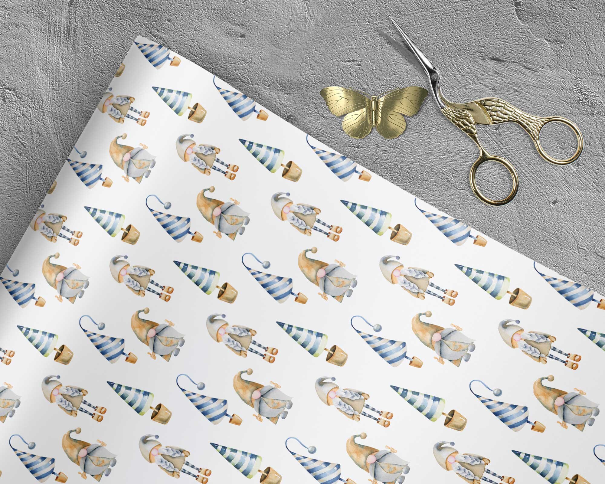 Christmas Gnomes Gift Wrap Vintage Scandi Folk Wrapping - Etsy