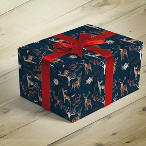 Rustic Winter Wrapping Paper, Woodland Forest Deer, Christmas Wrapping ...