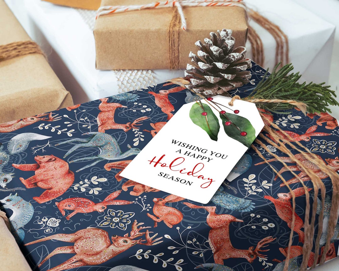 Christmas Gift Wrapping Paper, Winter Gift Wrap, Woodland Nordic ...