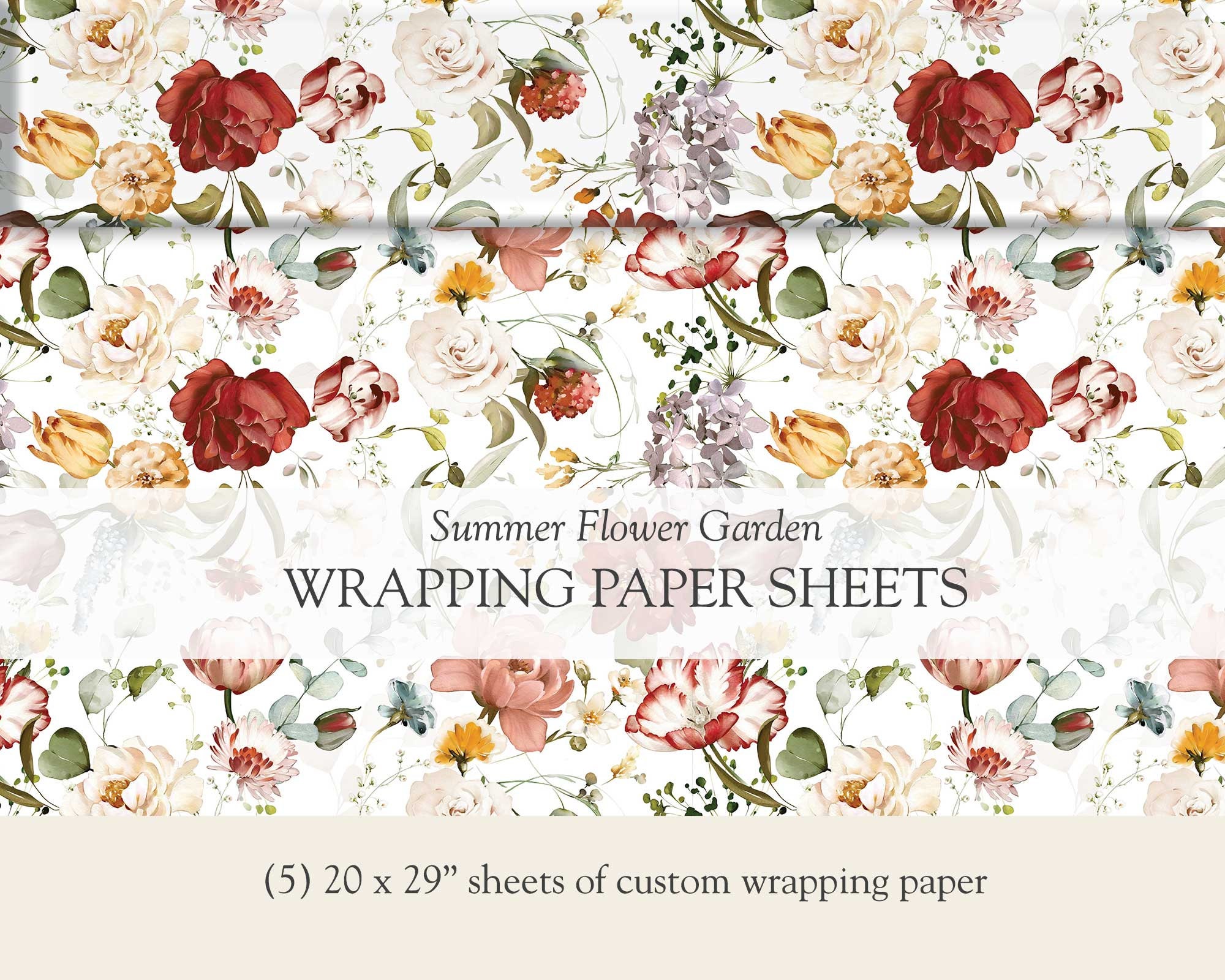 Wedding Gift Wrapping Paper Wildflower Garden Bridal Birthday - Etsy