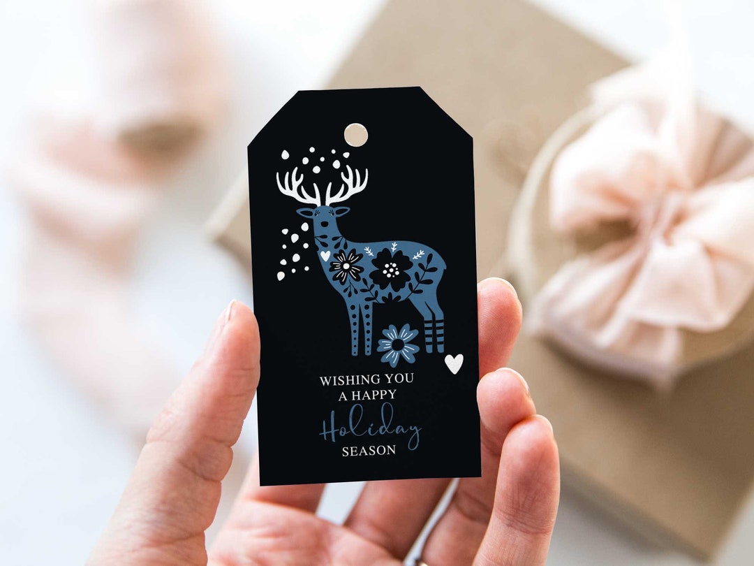 Christmas Gift Tags Moose Labels Printed Scandinavian Woodland ...