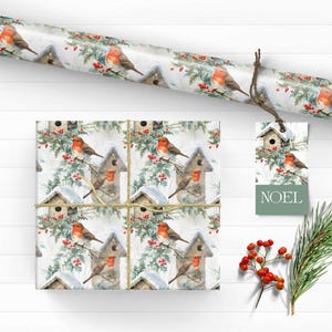 Winter Birds Wrapping Paper, Cardinal Gift Wrap, Birds and Berries ...