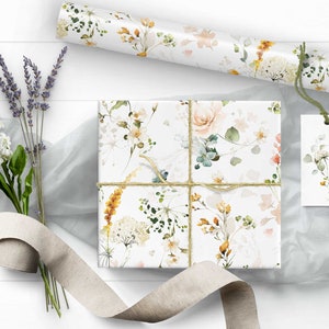 Wedding Gift Wrapping Paper, Summer Wildflower Butterfly Birthday Gift ...