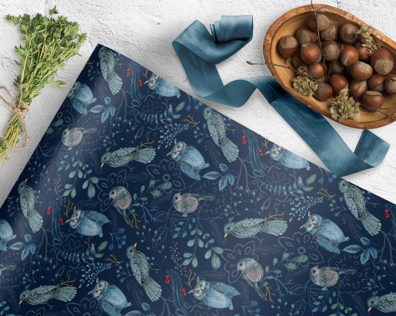 Winter Forest Wrapping Paper Winter Gift Wrap Woodland - Etsy