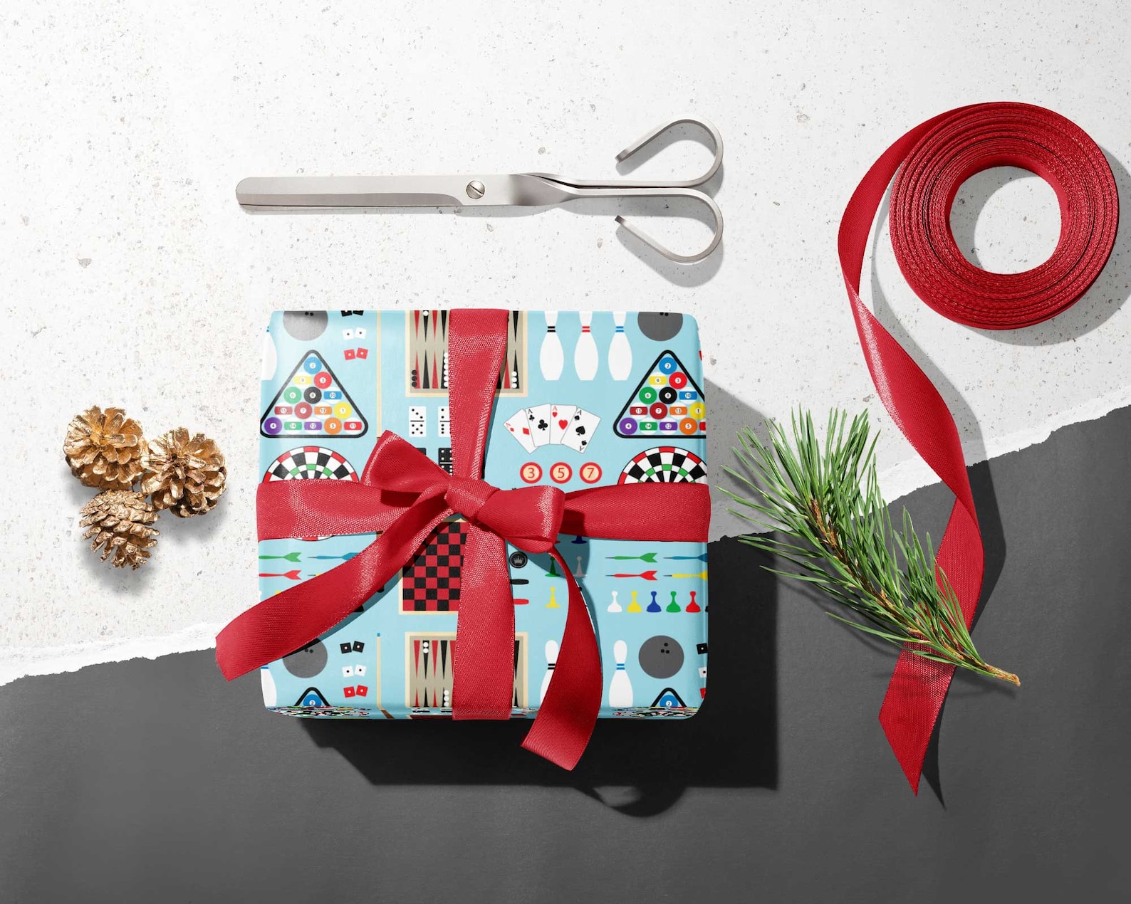 Game Night Gift Wrapping Paper, Vintage Board Game Backgammon, Checkers ...