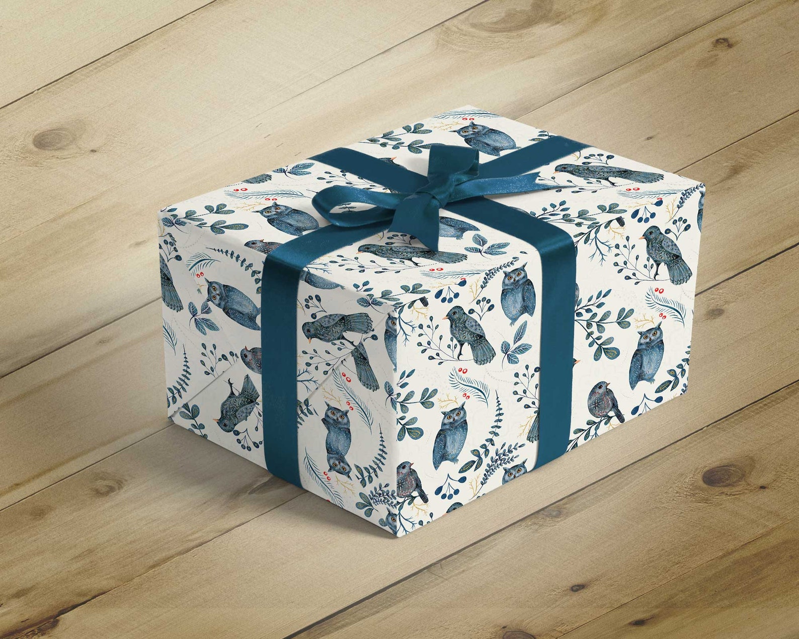Owl Winter Forest Wrapping Paper, Winter Gift Wrap, Woodland Nordic ...