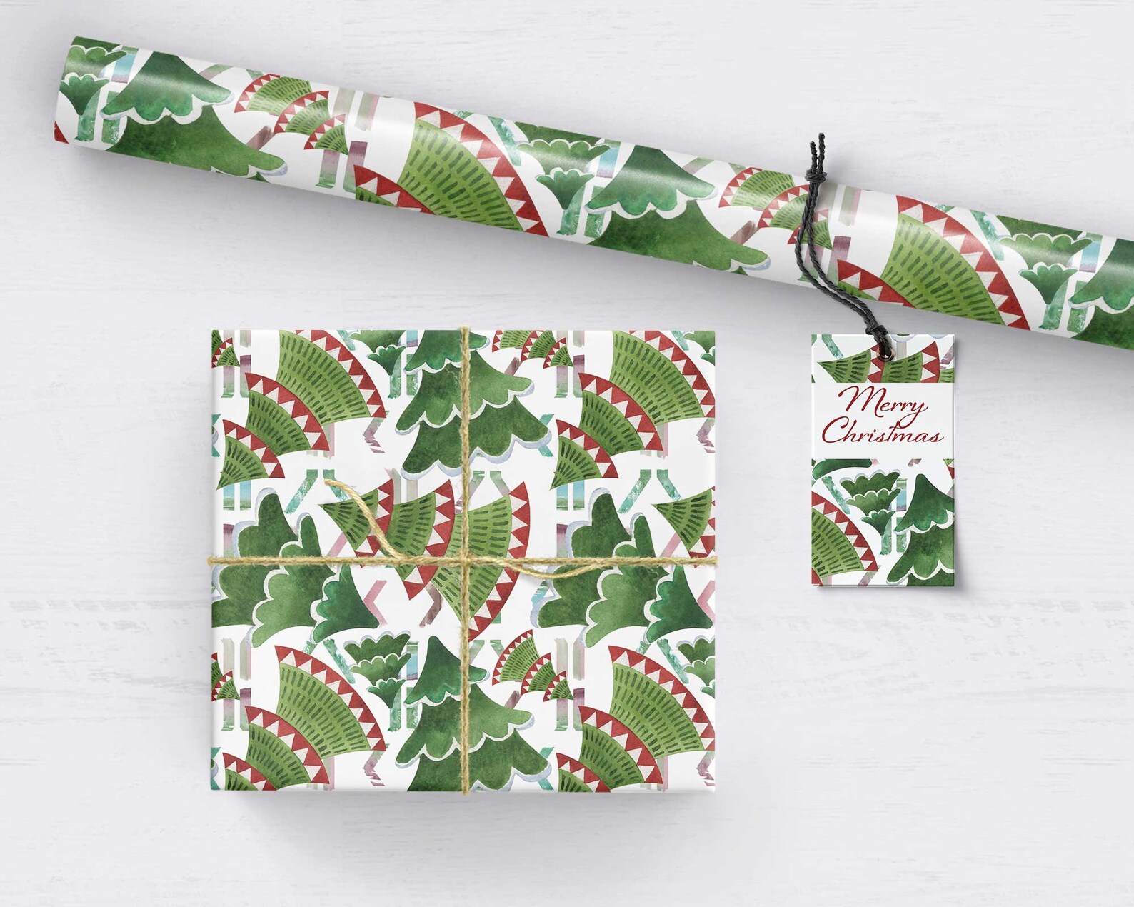 Christmas Wrapping Paper Scandi Trees Winter Holiday Gift - Etsy