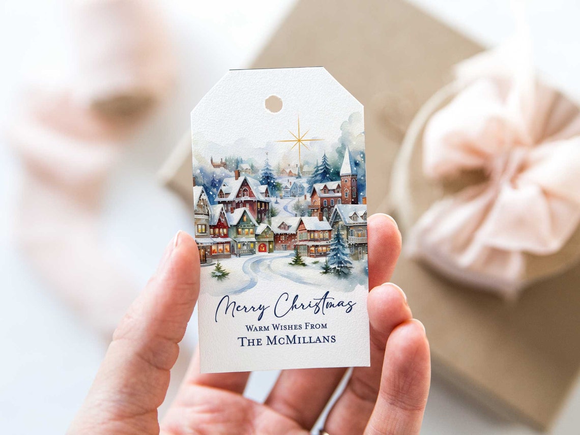 Vintage Christmas Village Gift Tags: Personalized Holiday Labels - Etsy