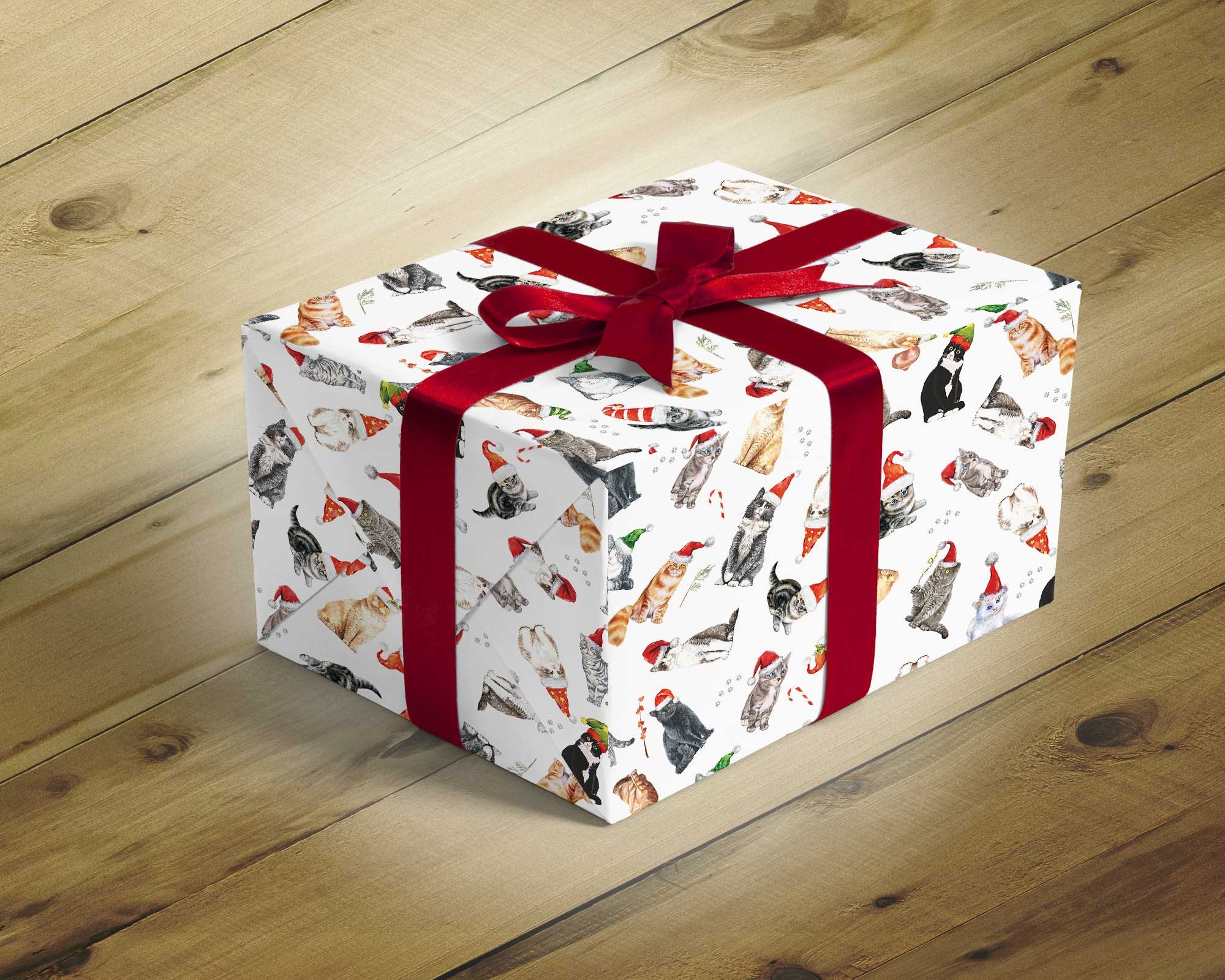 Christmas Gift Wrap Cats Holiday Cat Gift Wrap Cat Lover - Etsy